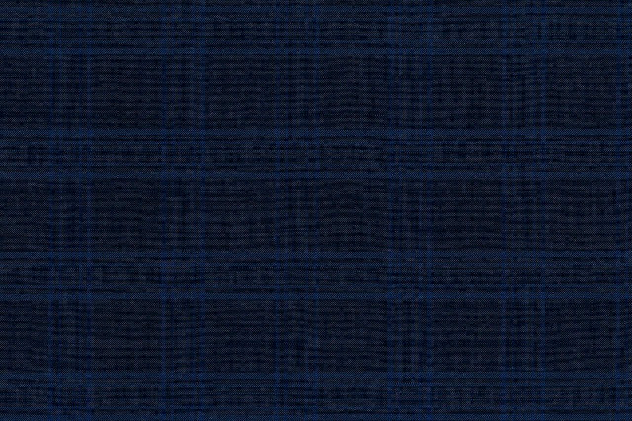71111-7/10323 Marine Blue Plaid Check Vest Fabric – Sam Surin 1989